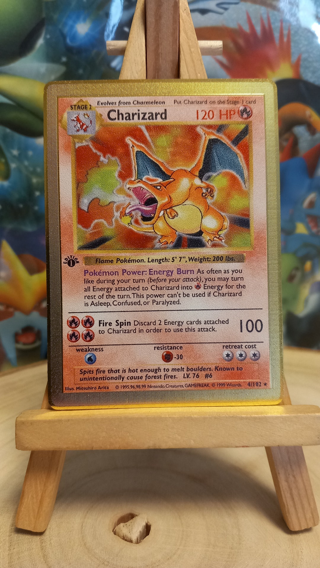 Personalized Charizard Stainless Steel Card 1st Edition Ang Version - Etsy