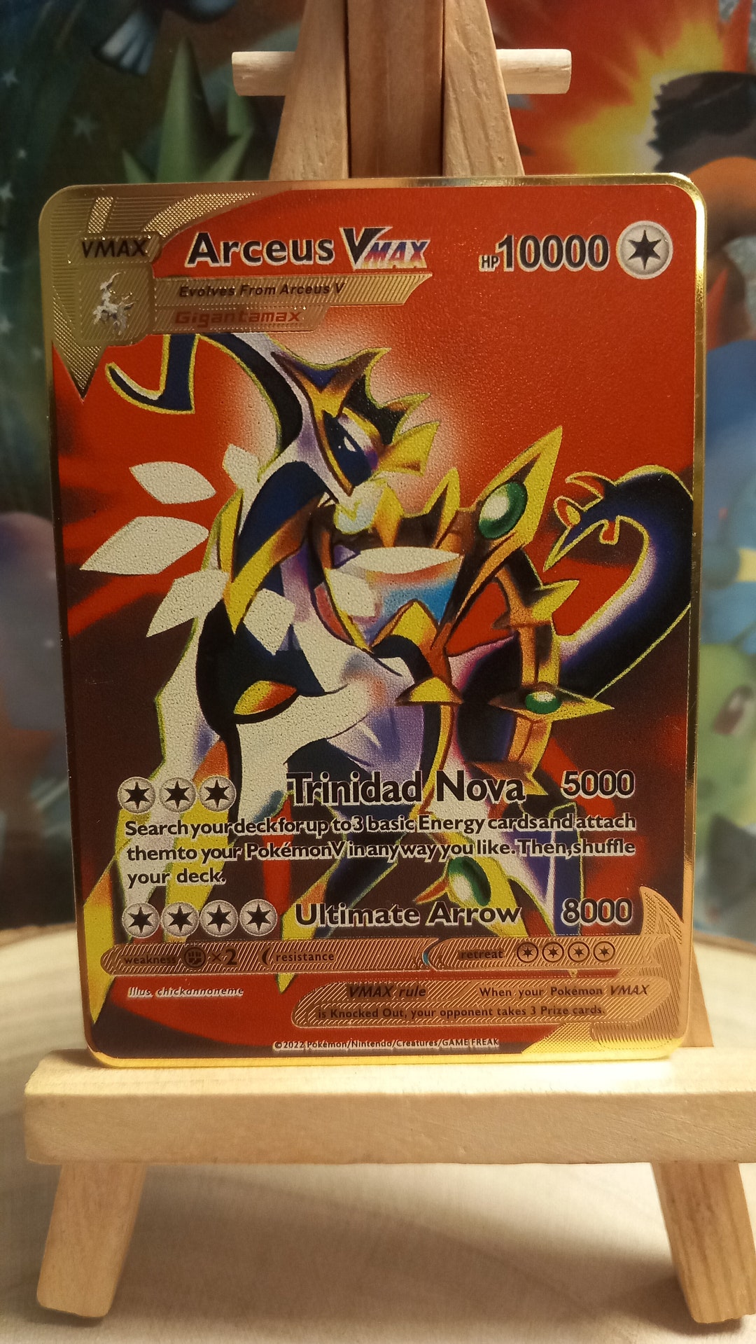 Pokemon Card Arceus Vmax Gold Metal ANG Version - Etsy