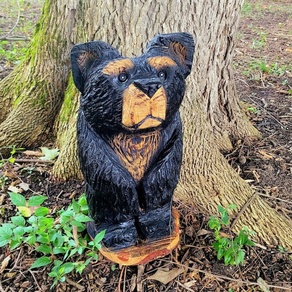 Large Carved Outdoor Bear - Etsy