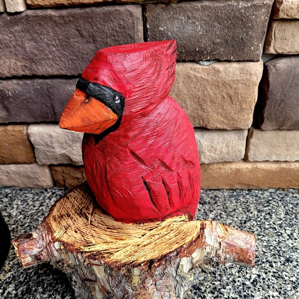 Wood Carved Cardinal Statue - Etsy