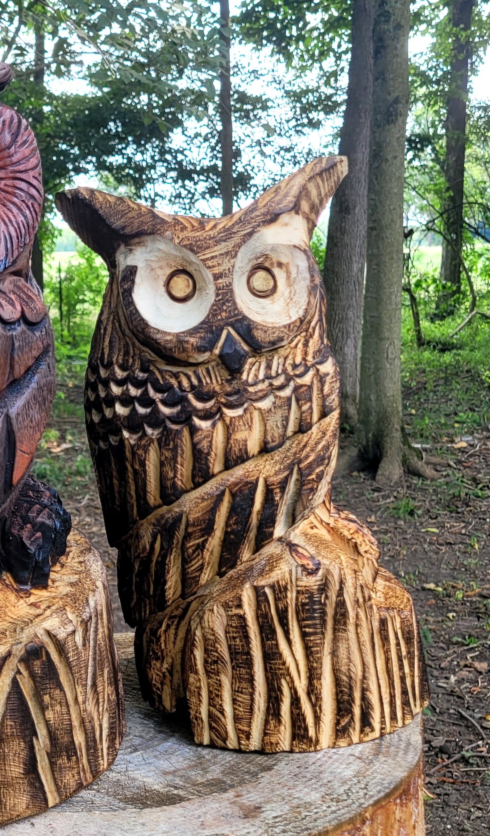 Rare Chainsaw Carved Owl Sculpture Collectible Owl Figurine Decorative ...