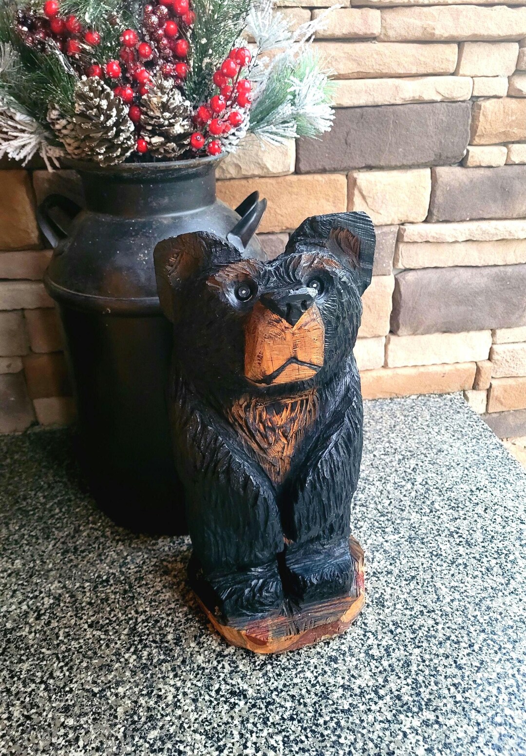 Chainsaw Carving Bear Sculpture, Front Porch Greeter, Wooden Bear ...