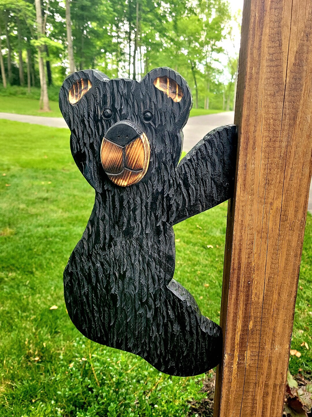Bear Sculpture Chainsaw Carved Bear Post Sign Bear Address Sign Bear ...