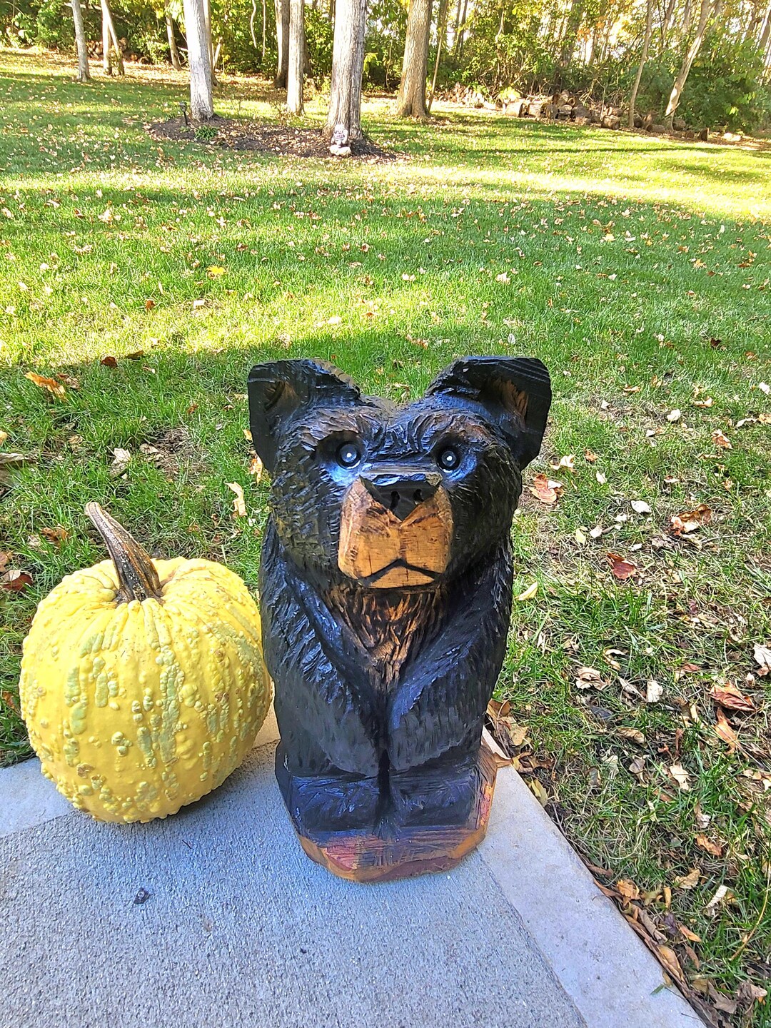 Chainsaw Carved Bear Sculpture, Front Porch Greeter, Rustic Garden ...