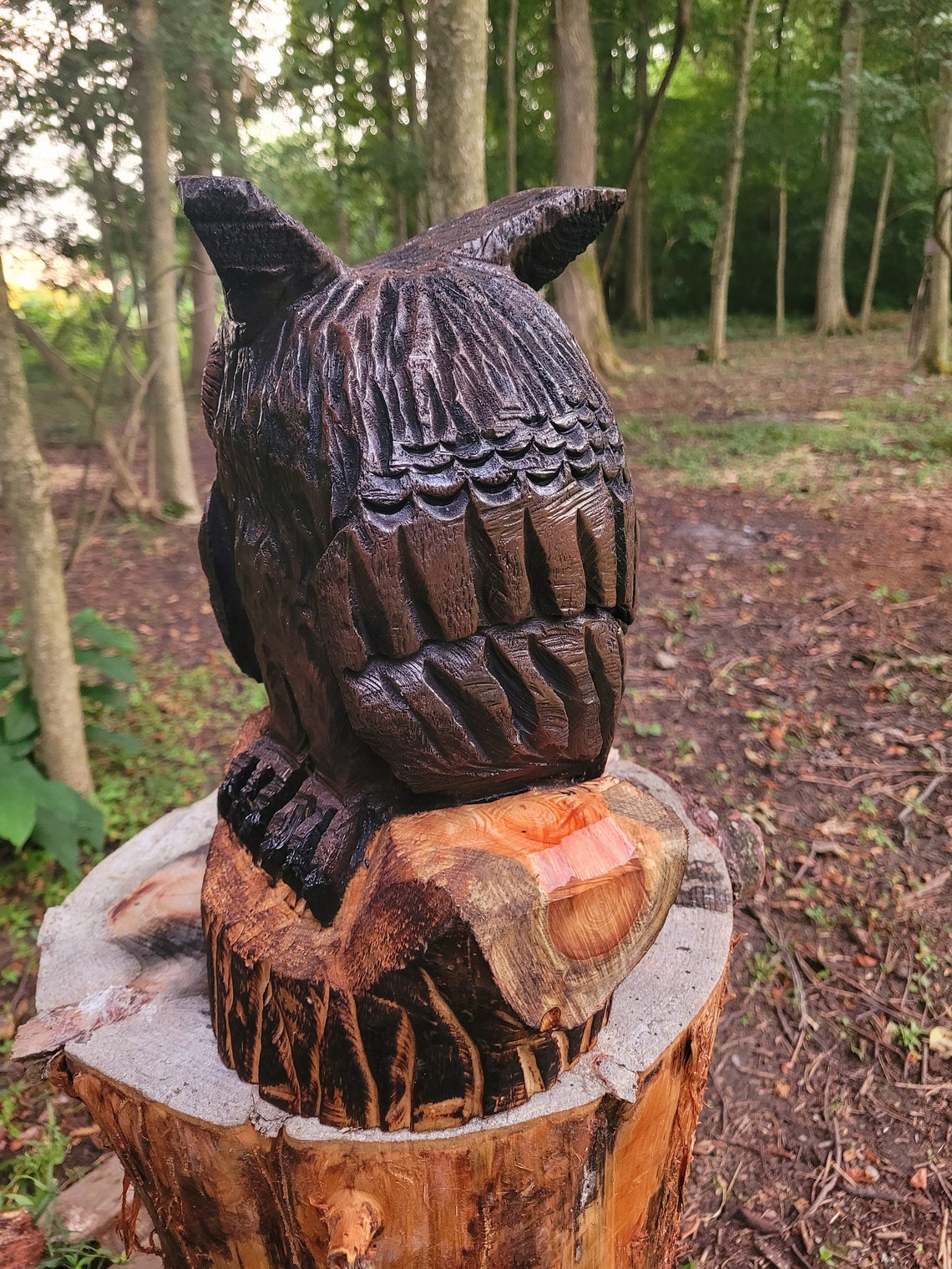 Rare Chainsaw Carved Owl Sculpture Collectible Owl Figurine Decorative ...