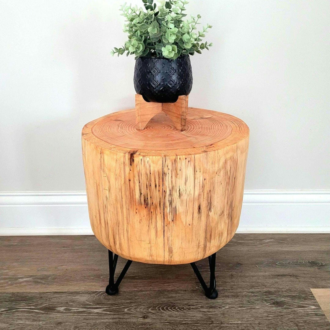 Modern Rustic Log Table With Legs, Tree Stump Side Table, Wood Stool, Unique Ottoman, Rustic ...