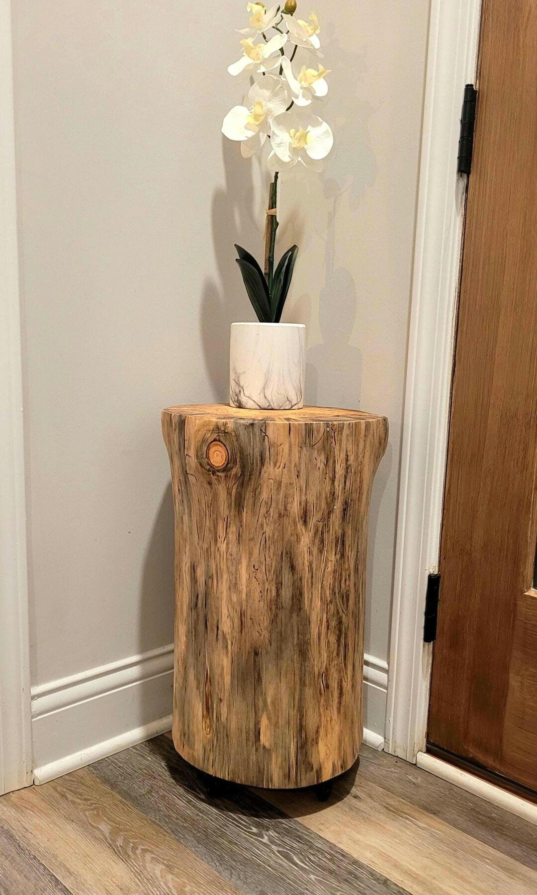 Rustic Live Edge Tree Stump Side Table, Tall Modern Coffee Table ...