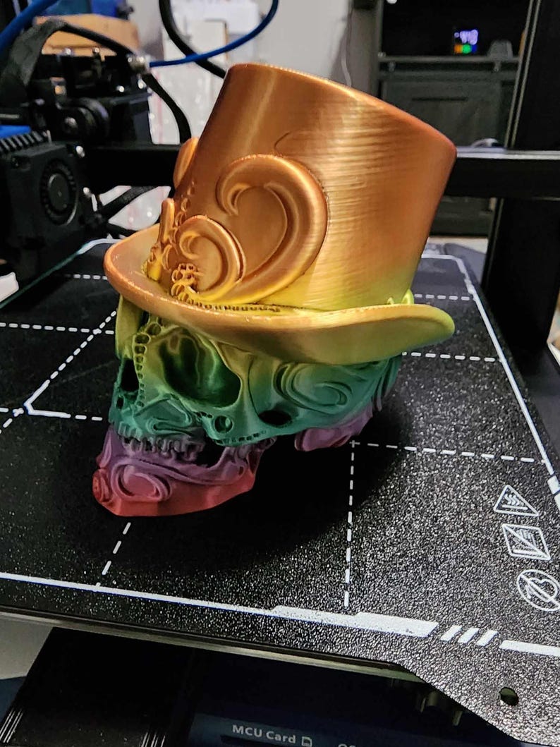 Elegante calavera con monóculo y sombrero de copa: una pieza decorativa ...