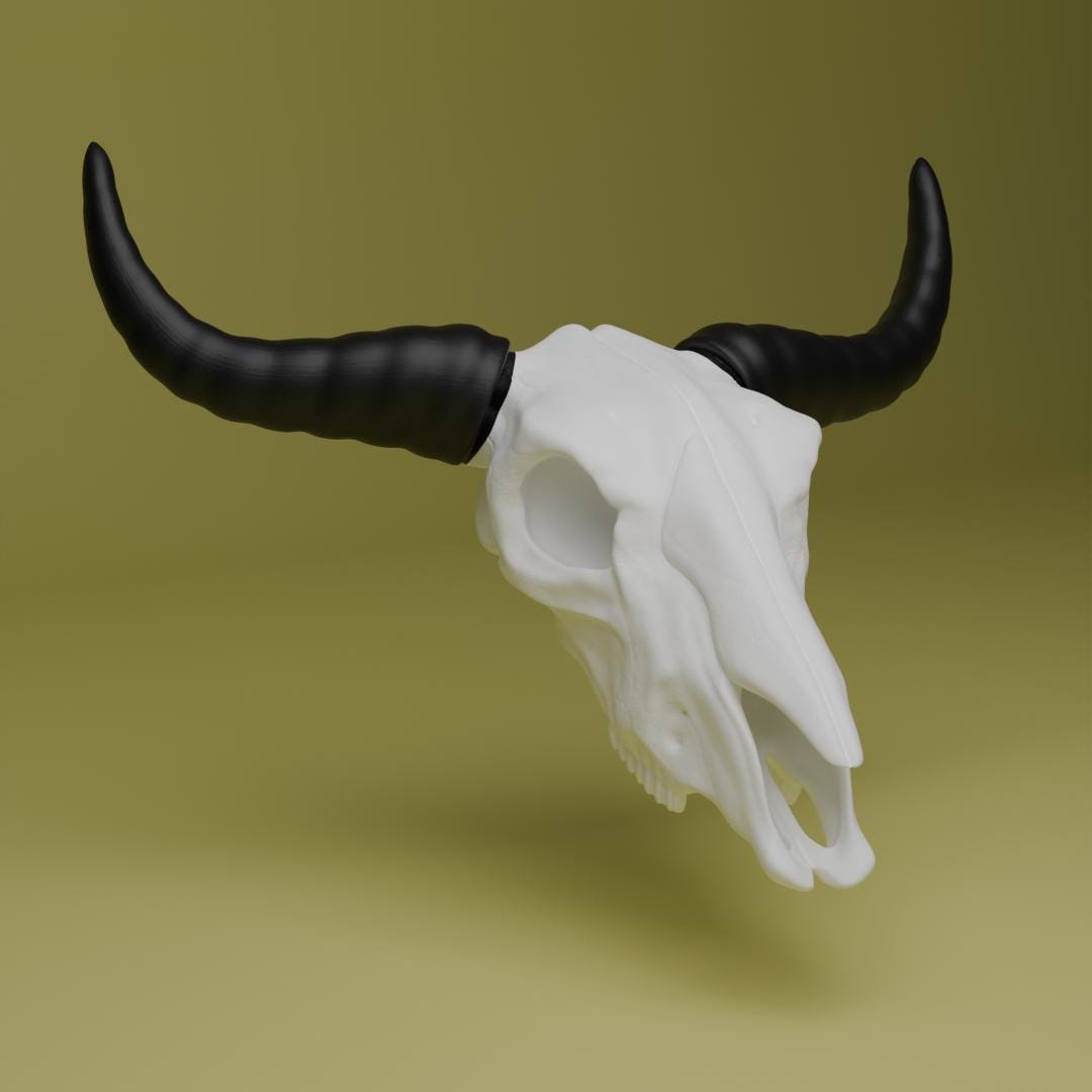 Exquisite 3D Printed Bull Skull - A Bold Touch of Western Elegance ...