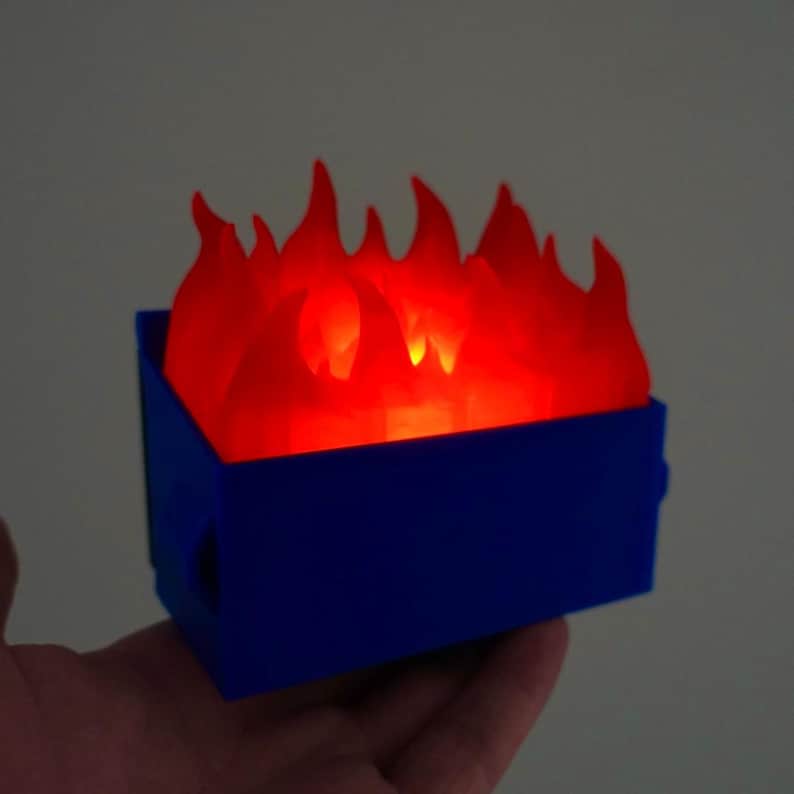 3D Printed Dumpster Fire Tealight Holder: Funny Desk Decor - Etsy