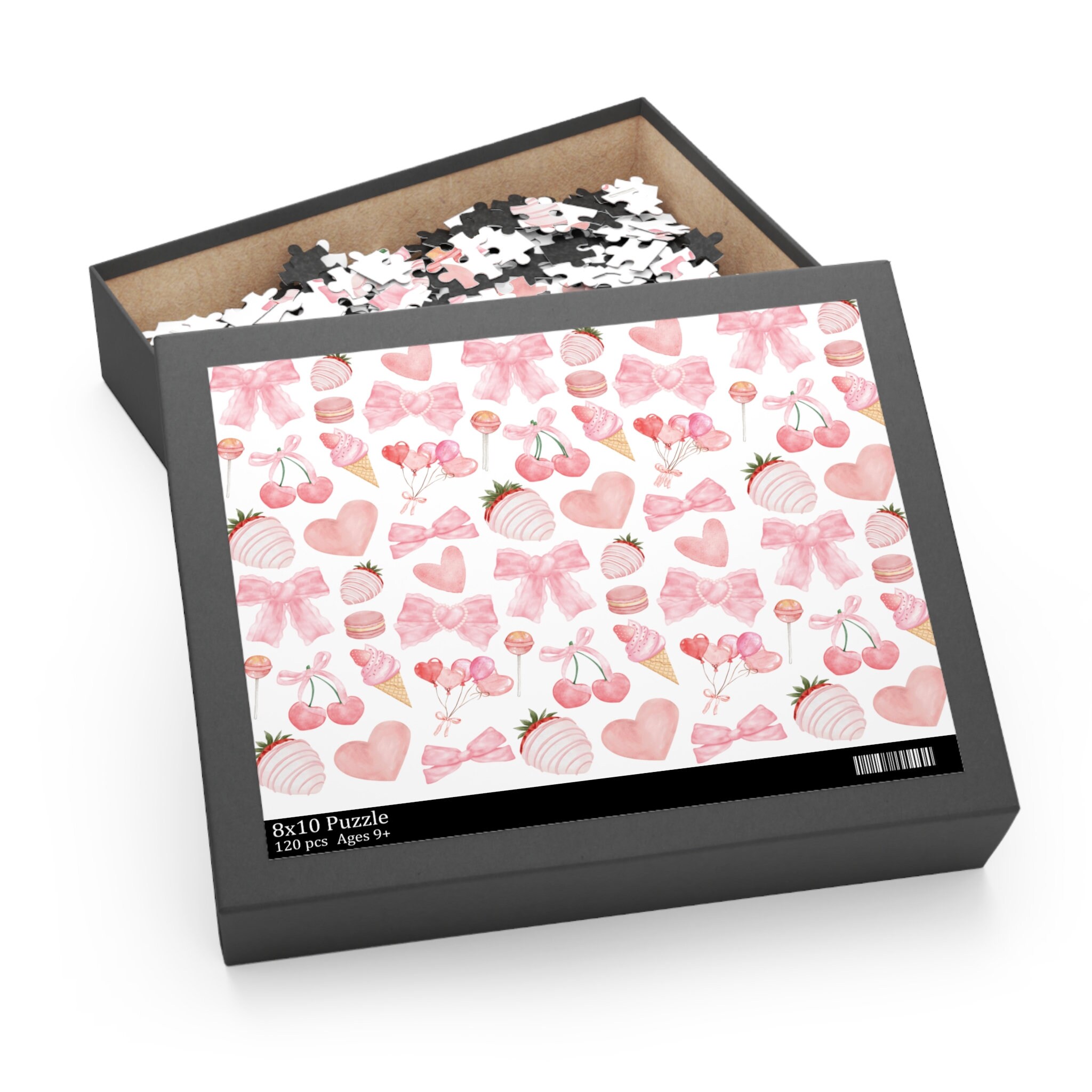 Coquette Trend Pink Bow Strawberry Puzzle - Etsy