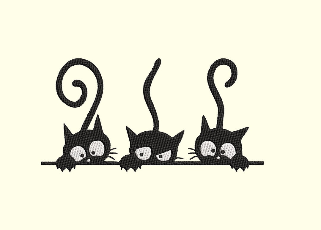 Three Cats Embroidery Design. Cats Machine Embroidery Design. Instant ...
