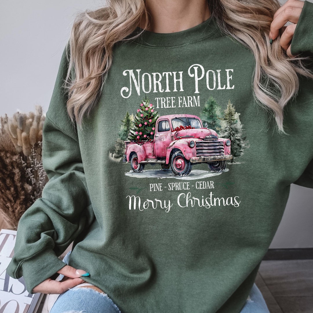Usa-north Pole Tree Farm,christmas Sweatshirt,merry Christmas Sweater ...