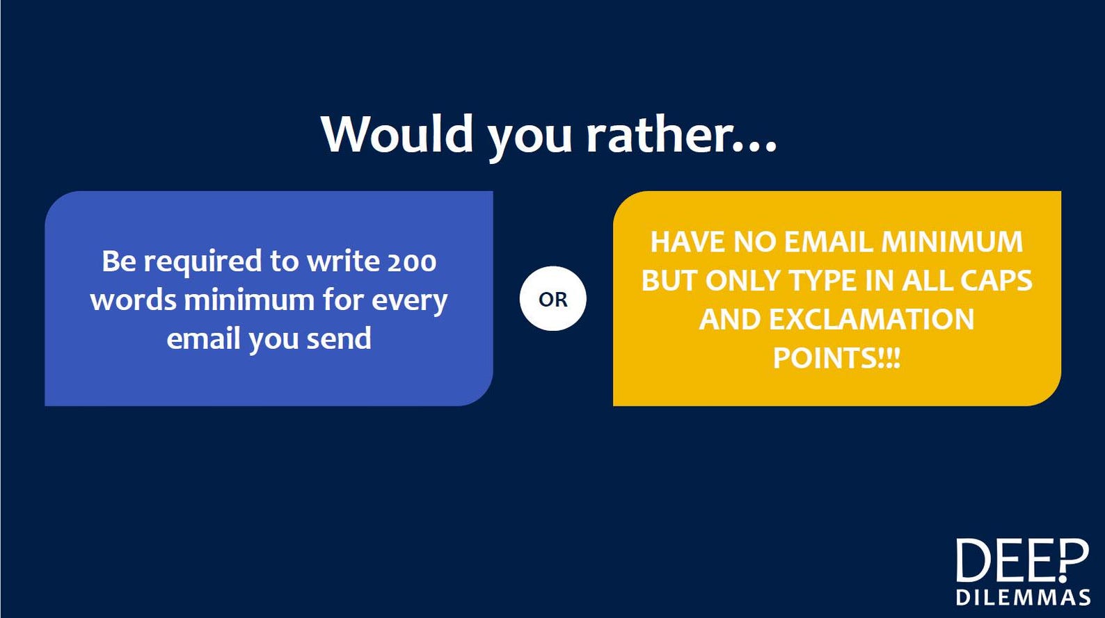 75 "would You Rather" Icebreaker Questions | Fun Team Building Game for ...