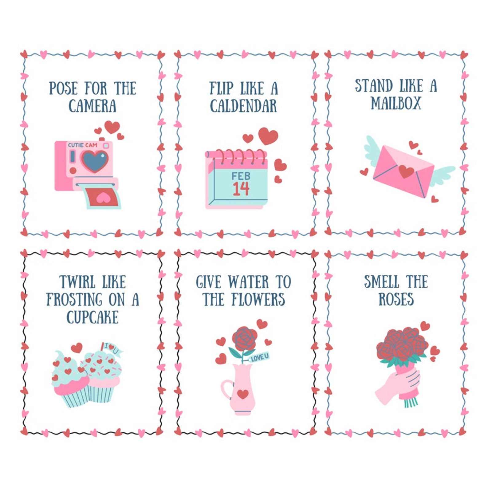 Valentine's Day Movement Cards - Etsy