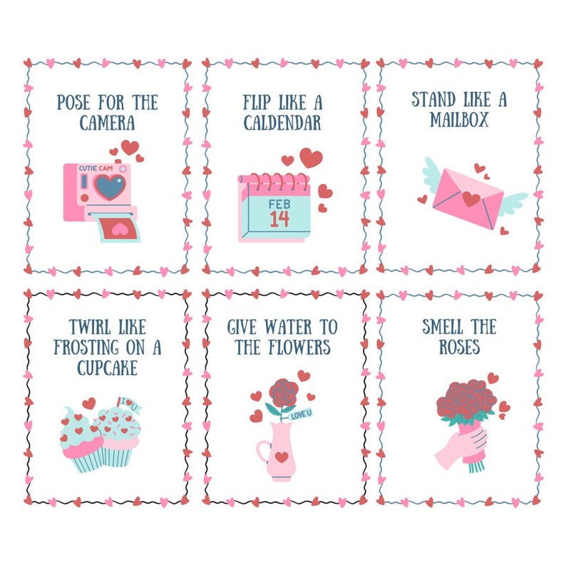 Valentine's Day Movement Cards - Etsy