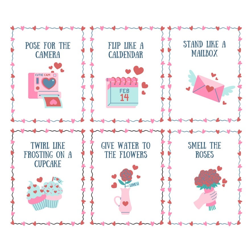 Valentine's Day Movement Cards - Etsy
