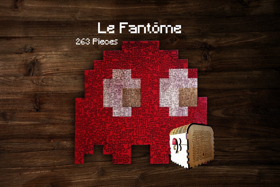 Handmade Wooden Red Pac Man Ghost Puzzle Blinky 263 Pieces - Etsy