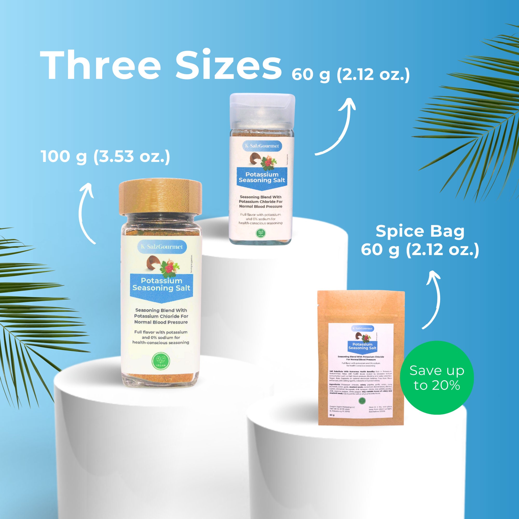 Potassium Seasoning Salt Sodium-free Salt Substitute for High Blood ...