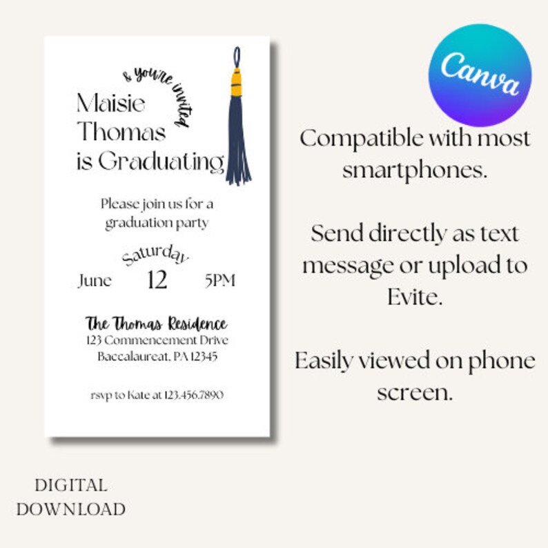 Editable Graduation Party Invitation, Graduation Announcement ...