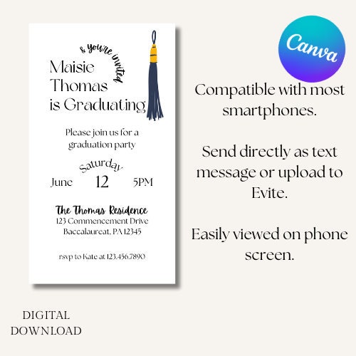 Editable Graduation Party Invitation, Graduation Announcement ...