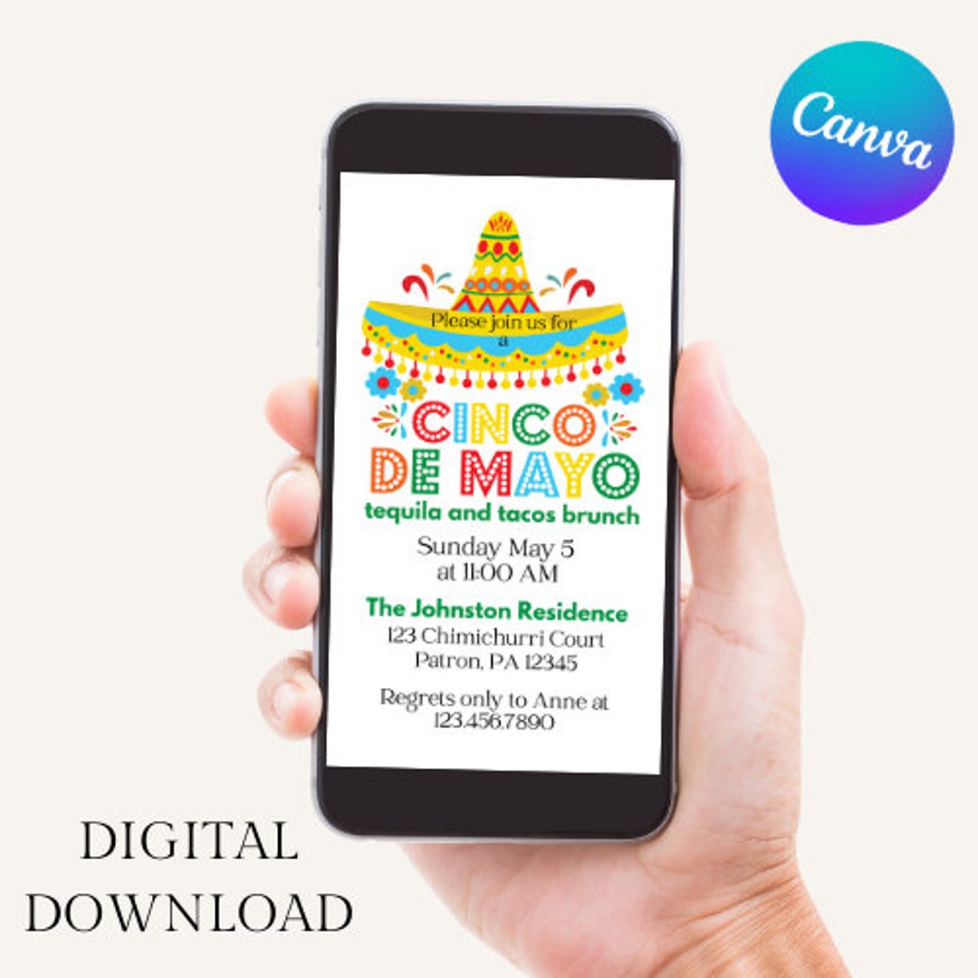 Editable Cinco De Mayo Invitation: Phone Text Message Invite (digital ...