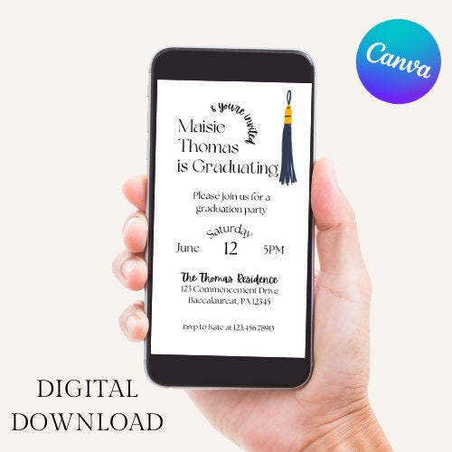 Editable Graduation Party Invitation, Graduation Announcement ...