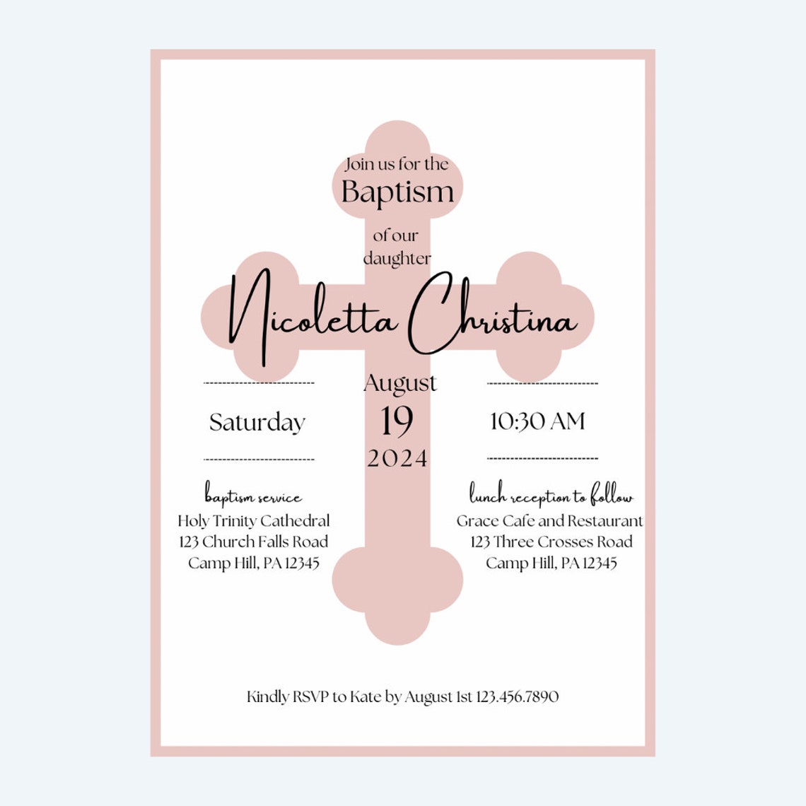 INSTANT DOWNLOAD Heavenly Cross Girl Baptism Invitation Template. Fully ...