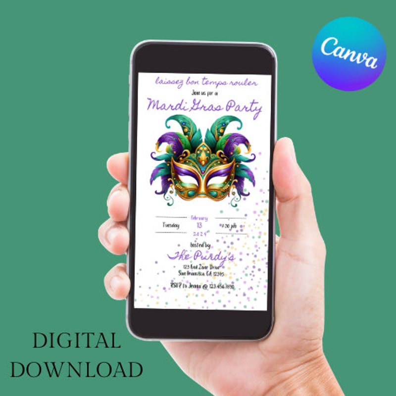 Mardi Gras Canva Template - Etsy