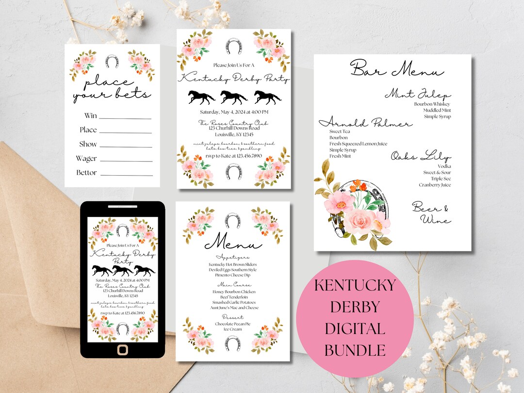 Kentucky Derby Party Bundle. Digital Download Derby Party Invitation ...