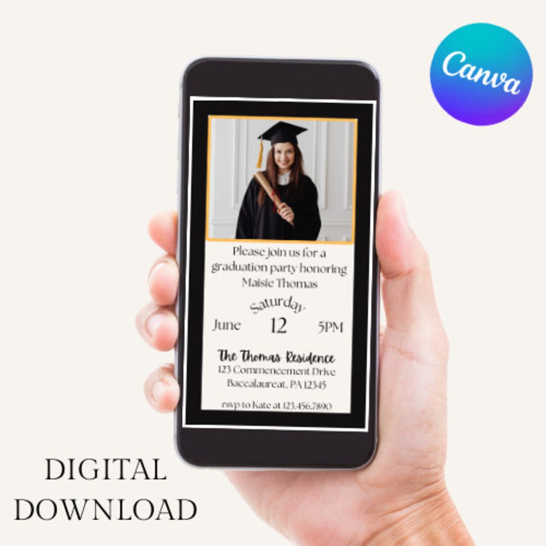 Editable Graduation Party Invitation: Electronic Text Message Invite ...