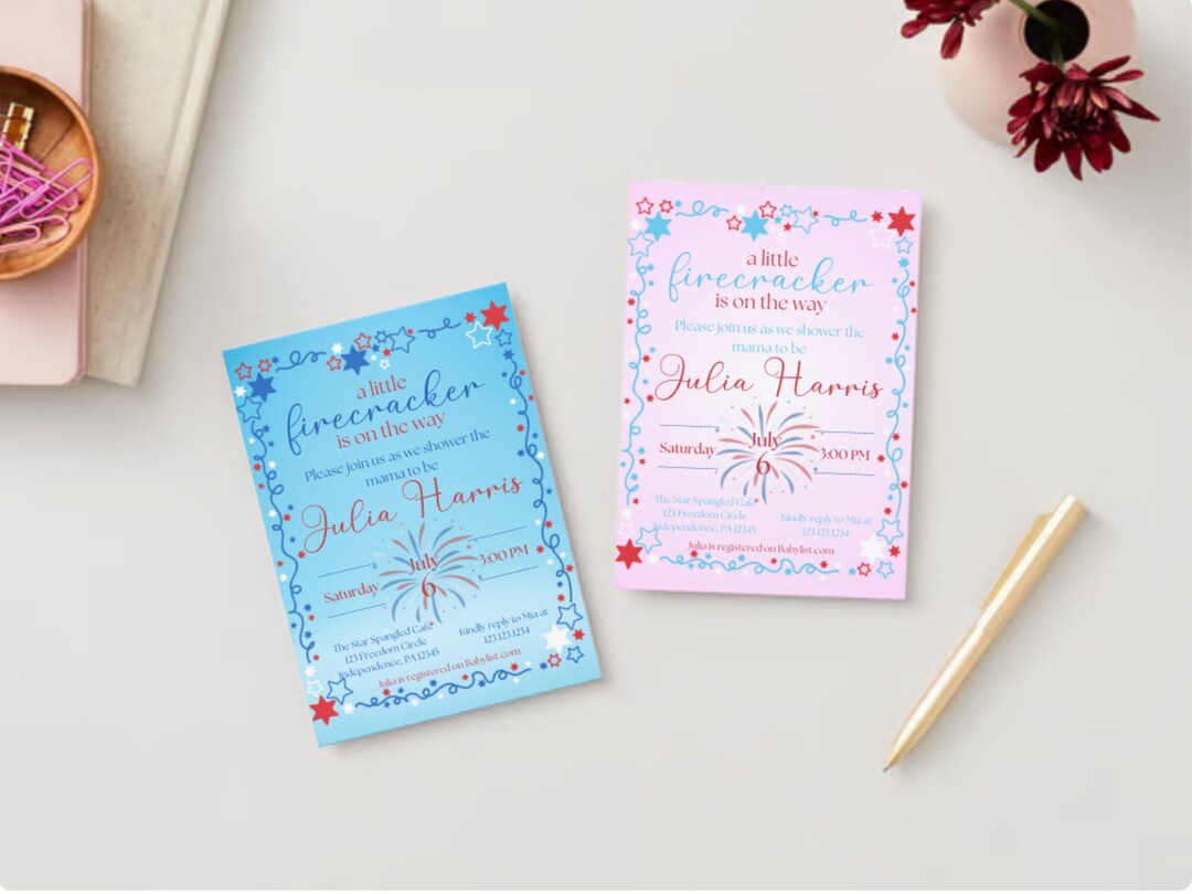 Firecracker Fourth of July Baby Shower Invitation Digital Download ...