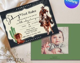 Editable My First Rodeo Birthday E-invitation, Wild West Party ...