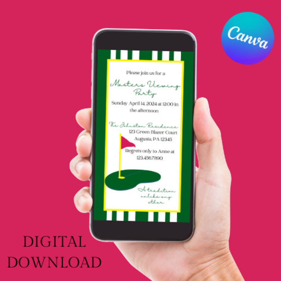 Masters Viewing Party Invitation: Editable Golf Invite (digital ...