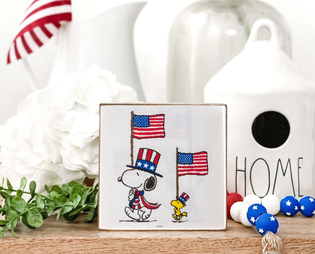 Snoopy 4th of July Decor Snoopy and Woodstock Happy 4th of July Wooden ...