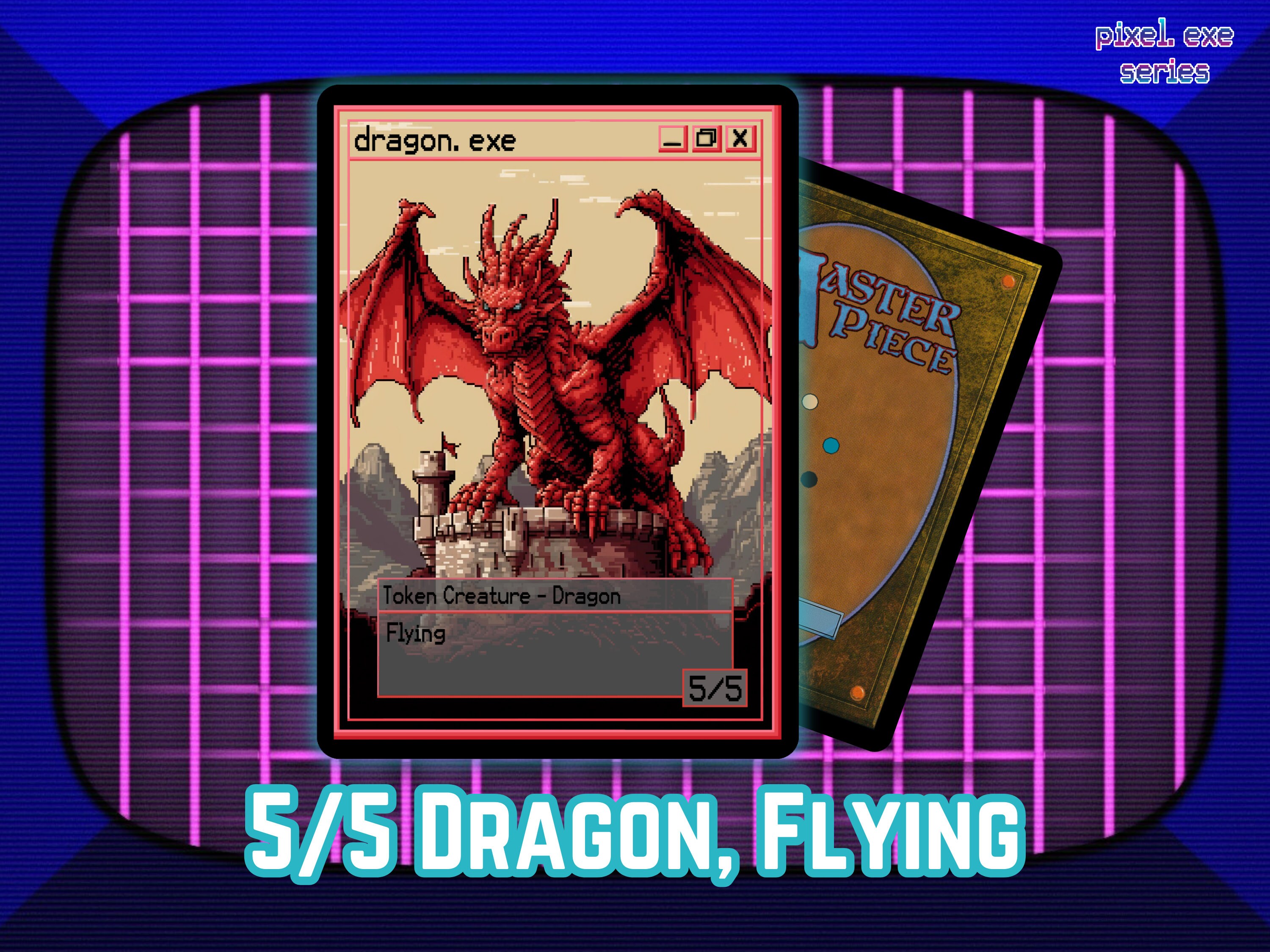 Dragon Token 5/5 flying MTG Pixel Art 8bit Proxy Magic the Gathering ...