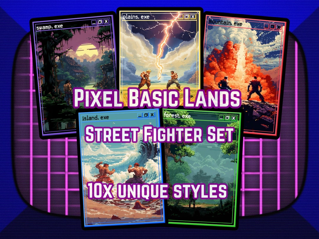 Pixel Basic Lands MTG Street Fighter Style Basic Lands Set of 10 Pixel ...