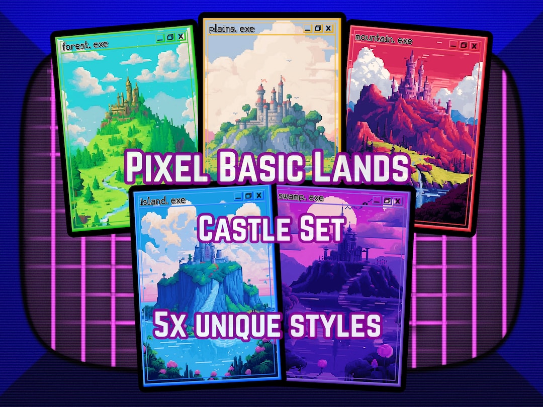 Pixel Basic Lands MTG Conjunto de 20 terrenos básicos Pixel Art 8 bits Proxy Tierras básicas de ...