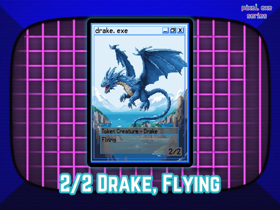 Drake Token 2/2 flying MTG Gift Present Pixel Art 8bit Proxy Magic the ...