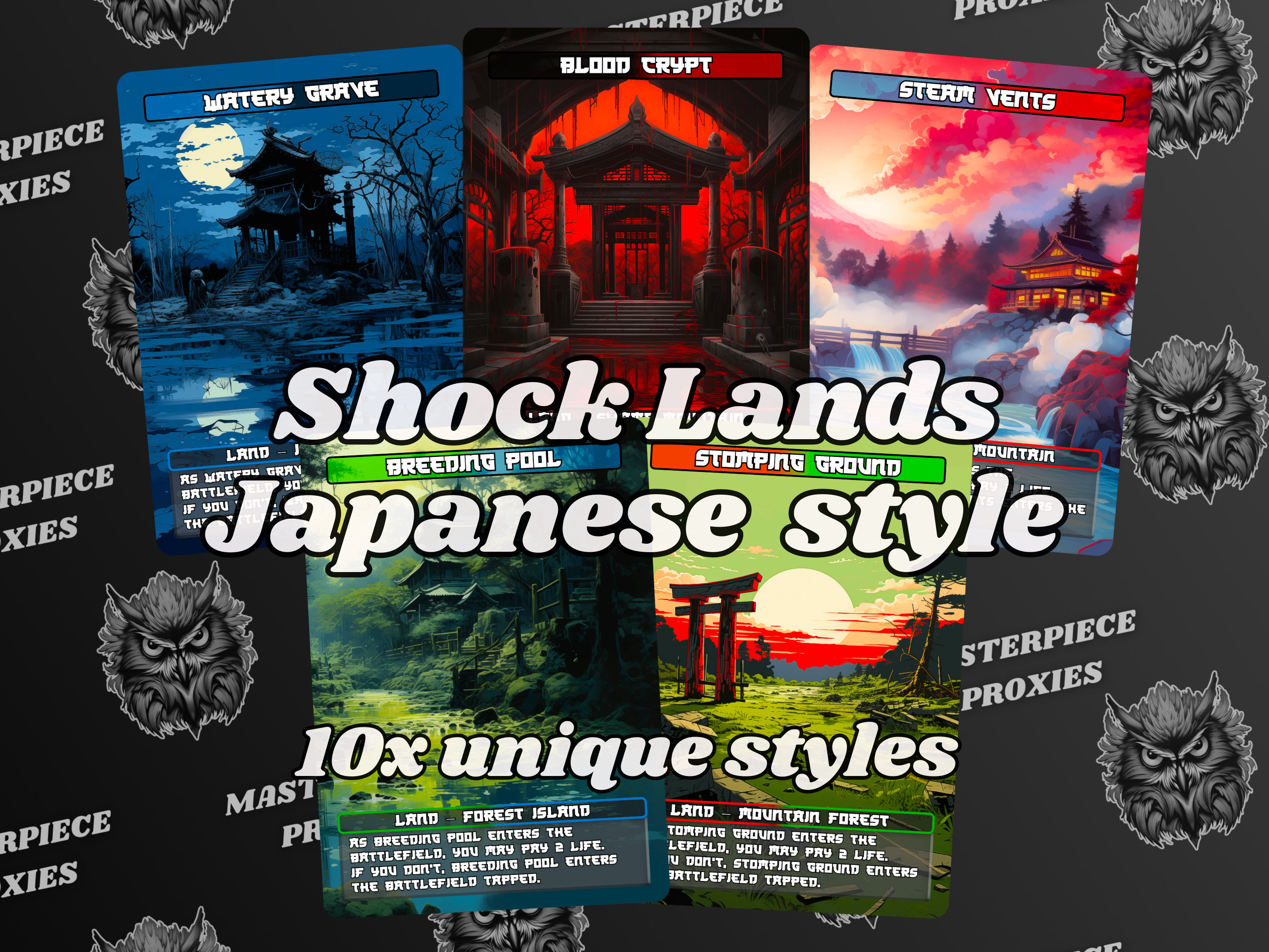 Shock Lands MTG Japanese Style Shock Lands Set of 10 Unique Full-art ...