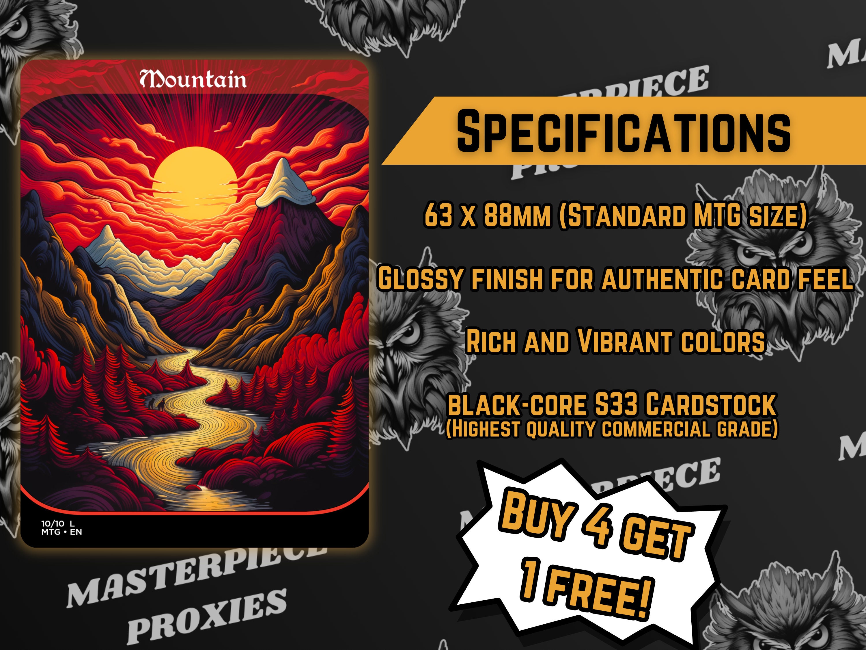 Acid Lands Series Psychedelic Mountains Set of 10 Unique Full-art Custom MTG Proxies High ...