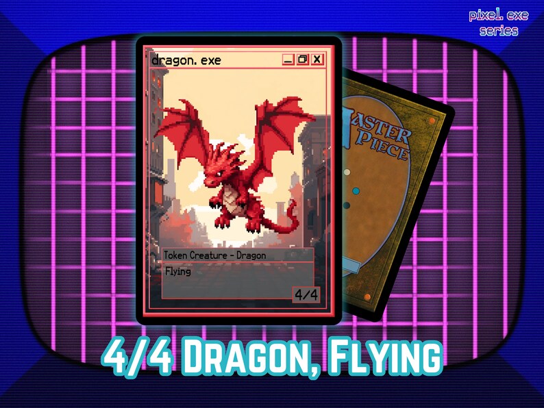 Dragon Token 4/4 flying MTG Pixel Art 8bit Proxy Magic the Gathering ...