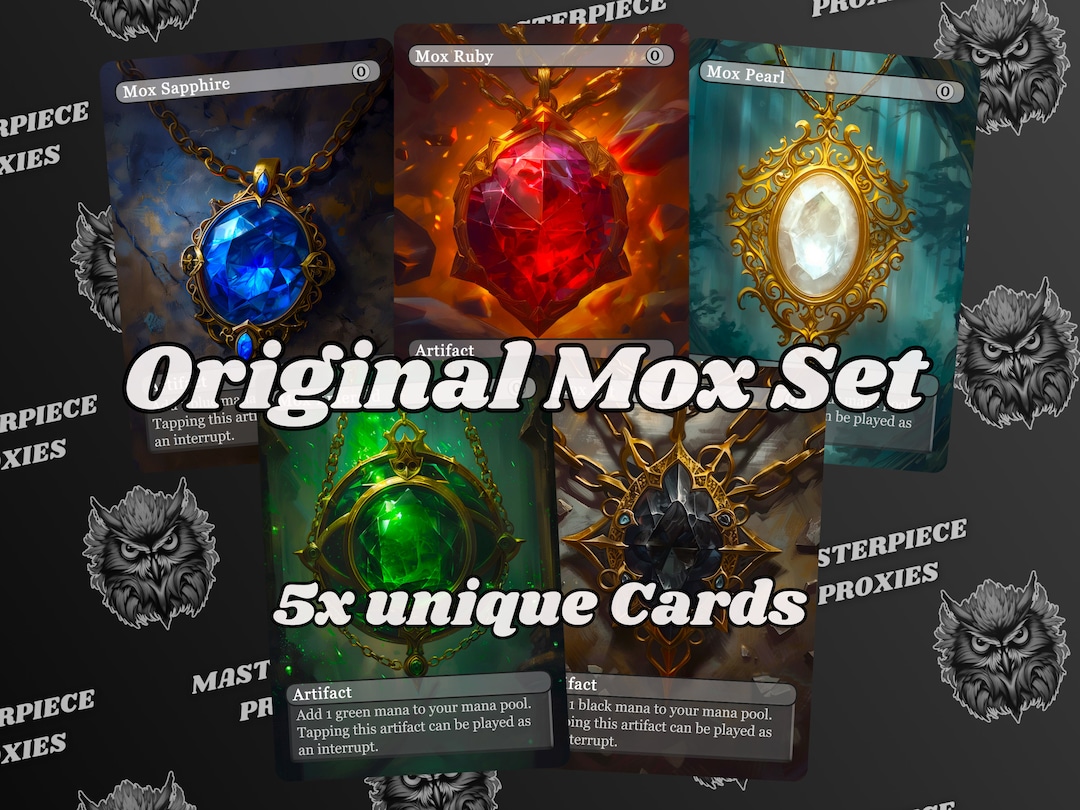 Original Mox Set MTG Pearl Sapphire Jet Ruby Emerald Unique Full-art ...