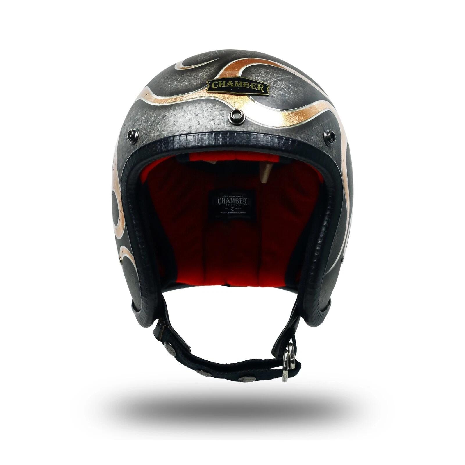 Custom Motorcycle Helmet, Gold Leaf Flames, Custom Slim Head 500TX - Etsy
