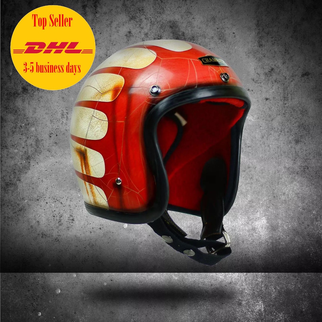 Custom Vintage Helmet Slimhead Patina Crack Scalop for BOBBER CHOPPER ...