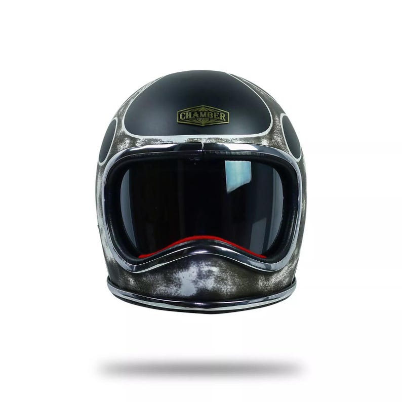 New Sale ! Vintage Custom Helmet Mini Talgon Black Cafe Racer Chopper ...