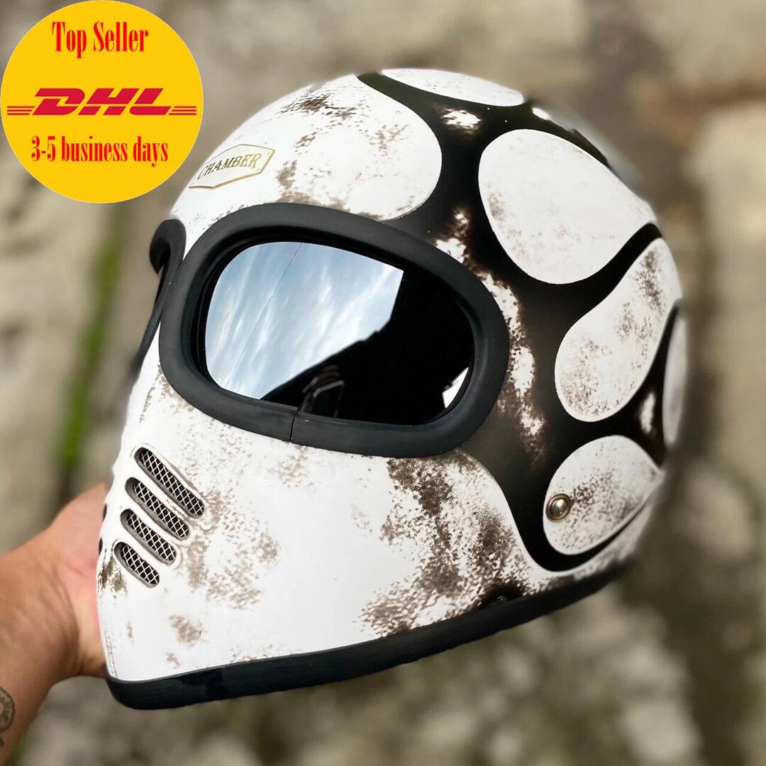 Custom Patina Flames Motorcycle Helmet, Cafe Racer Bobber Style - Etsy