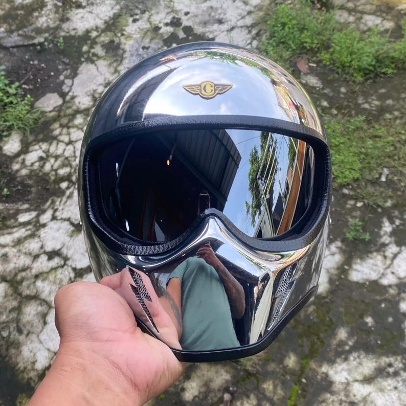 Custom Motorcycle Helmet MT ZERO LIL Thunder Chrome Bobber Chopper - Etsy