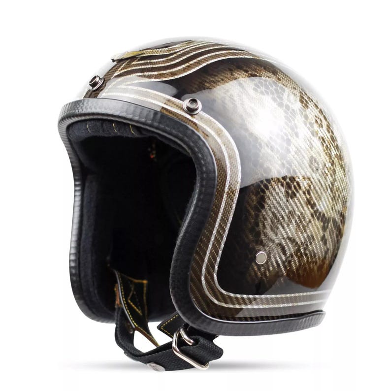 New ! Vintage Custom Helmet Slimhead Graphic Carbon BOBBER CHOPPER Cafe ...
