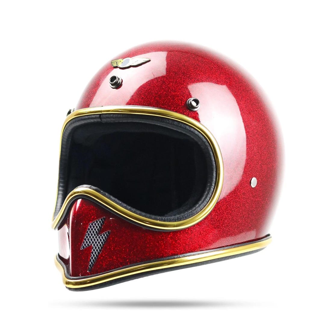 Red Glitter Motorcycle Helmet – Custom Bobber Cafe Racer - Etsy